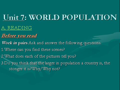 unit 7: world population - Bài giảng khác - Ngô Thanh Vũ - Thư viện Bài ...