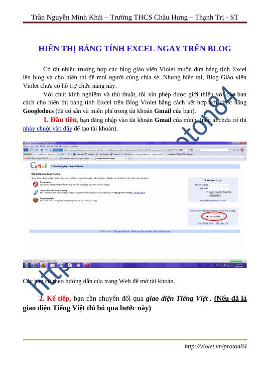 Cách hIển thị bảng tính Excel ngay trên Bolg VIOLET - Chia sẽ kiến thức ...