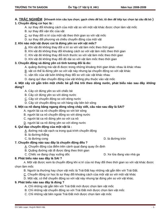 Tong hop De thi + Dap an HSG Vat ly - Vật lý 8 - Lê Thị Diệu - Website ...