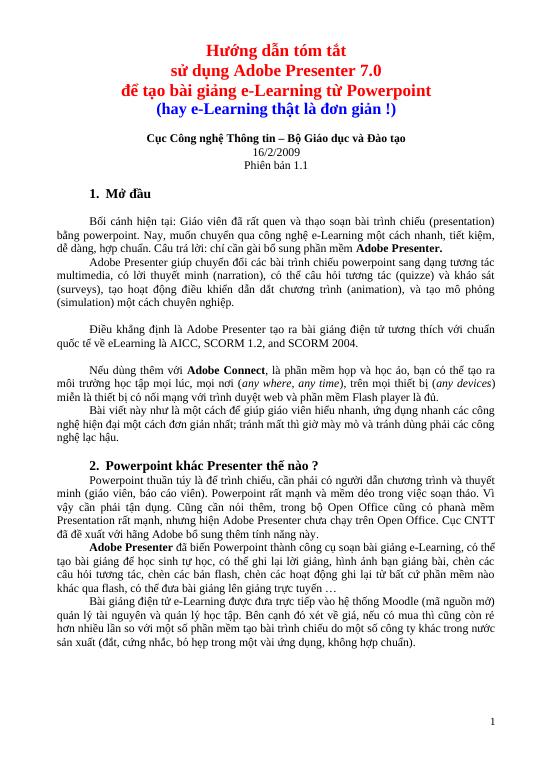Huong dan su dung Adobe Presenter 70 de tao baigiang eLearning tu Powerpoint - Power Point ...
