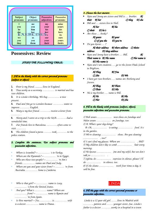 REVIEW POSSESSIVES - Tiếng Anh - Nguyễn Ngọc Minh Châu - Thư viện Đề ...