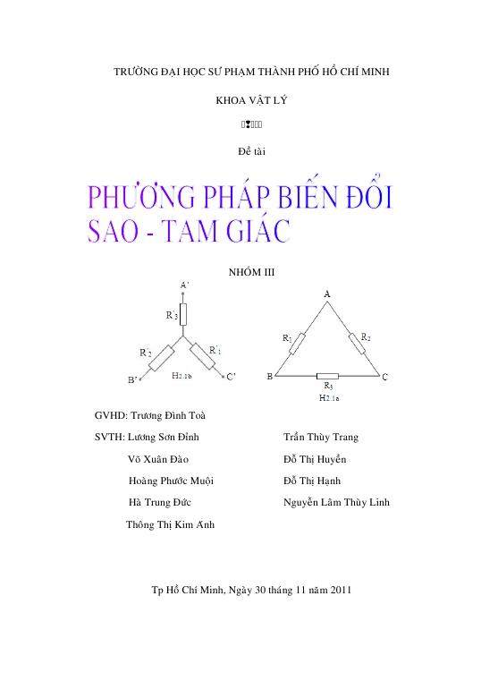 Phương pháp biến đổi sao - tam giác - Vật lý 7 - Trần Văn Cương - Thư ...