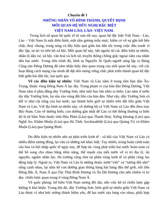 Bài thi tìm hiểu quan hệ Việt Nam- Lào - Ngữ văn 6 - Phạm Thái Hưng ...