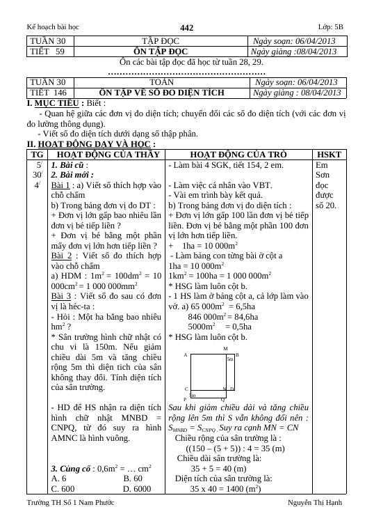 ké hoach bài học tuần 30 - Tiếng Việt - Nguyễn Thị Hạnh - Website Sở GD ...