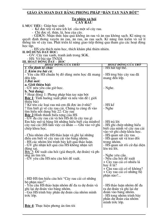 TNXH lop 1 PP ban tay nan bot - Lớp 1 - Trần Thành Đạt - Thư viện Giáo ...