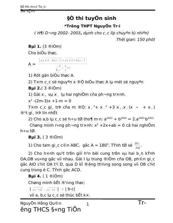 43 de thi tuyen sinh mon Toan vao lop 10 THPT, HSG - Toán 10 - Đỗ Văn ...