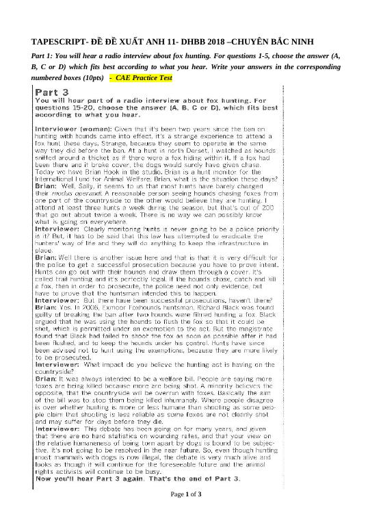 DE DE XUAT DHBB MON TIENG ANH CHUYEN BAC NINH NAM 2018 - Tiếng Anh 11 Nâng cao - Trần Việt Anh ...