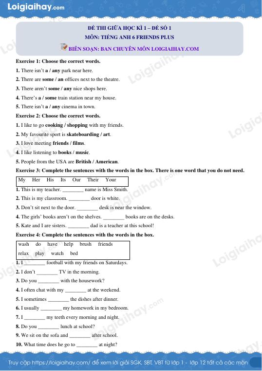 FRIENDS PLUS 6 - Tiếng Anh 6 - Nguyễn Công Thành - Thư viện Đề thi ...