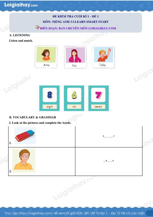 i-Learn Smart Start 3 HỌC KỲ 1 - i-Learn Smart Start 3 - Bùi Ngoc Loan ...