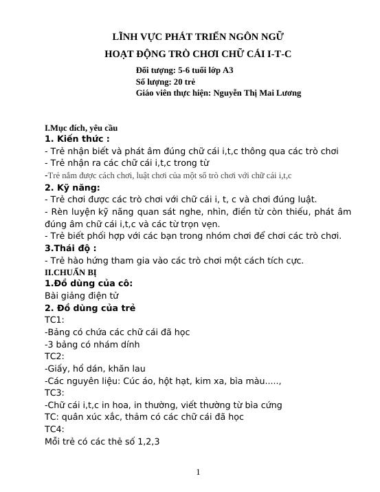 giáo án trò chơi chữ cái i-t-c - Lưu trữ tạm thời - nguyễn thị mai lương - Thư viện Giáo án điện tử