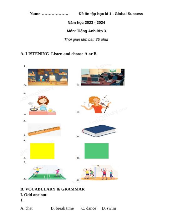 Global Success 3 học kì 1 - Global Success 3 - dương thị lành - Thư ...