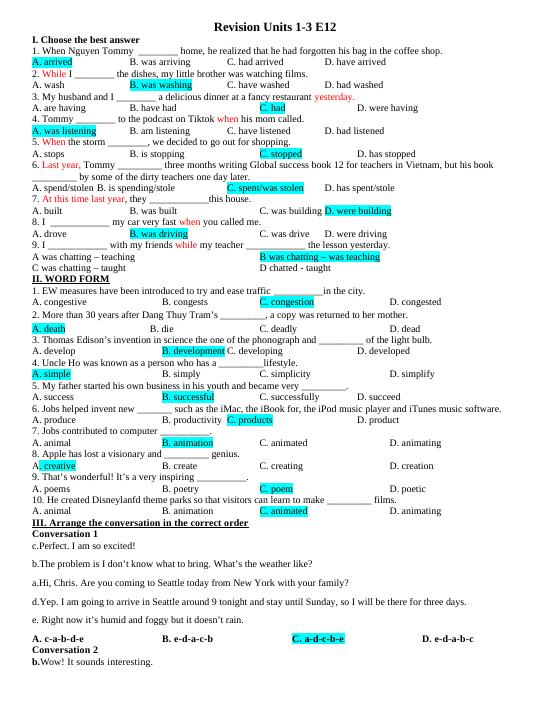 Đề cương ôn giữa HK1 form 2025 E12 - Global Success 12 - Đỗ Thị Hoài ...