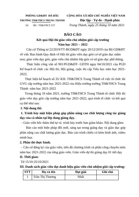 Báo cáo Hội thi GVDG cấp trường năm học 2022-2023 - Lưu trữ tạm thời ...
