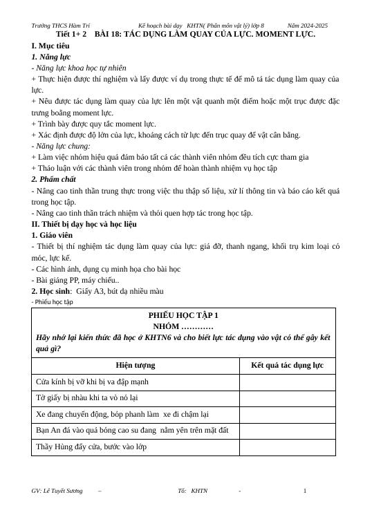 Khoa học tự nhiên 8. KNTT - Bài 18. Tác dụng làm quay của lực. Moment ...