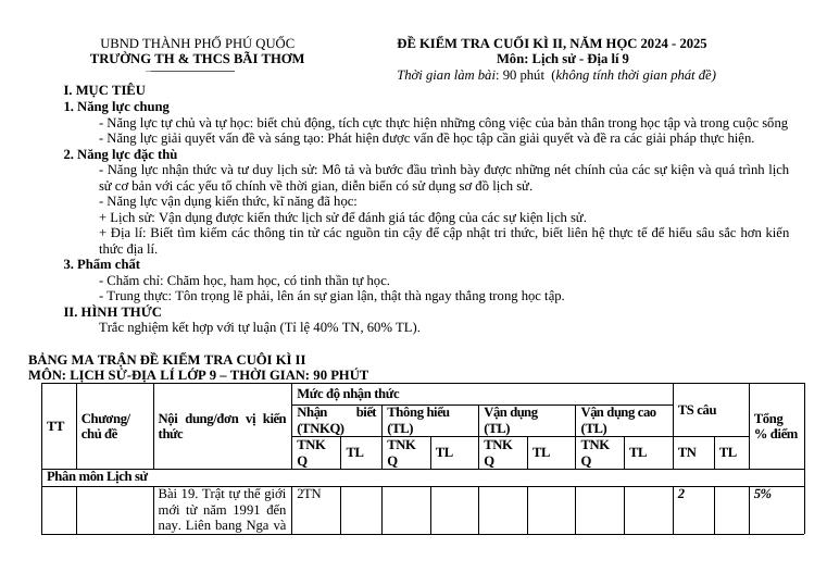 lich su va dia li 9 - Lịch sử 9 - Thiều Thanh Hải - Thư viện Đề thi ...