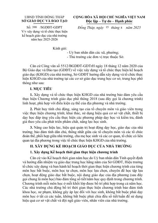 CV 390-XD VA TO CHUC KHGD NHA TRUONG NAM HOC 2025-2026 - Văn bản, Kế hoạch - Hoàng Quốc Khánh ...