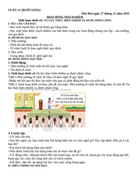 KHBH TUẦN 11 - Giáo án khác - Lê Thị Chiến - Thư viện Giáo án điện tử