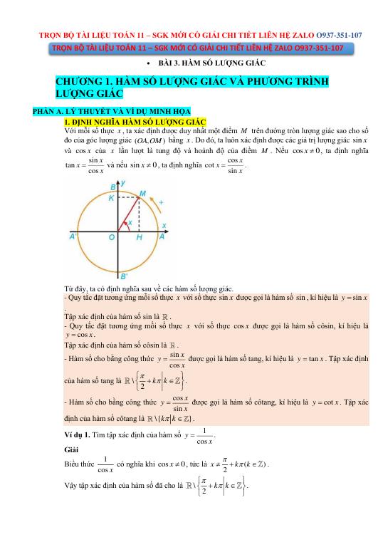 Chuyên đề toán 11 đủ cả năm sách mới - ĐS-GT 11 - Vĩ Cầm - Thư viện ...