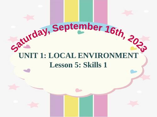Unit 1. Local environment. Lesson 5. Skills 1 - Tiếng Anh 9 - Hà Thị ...